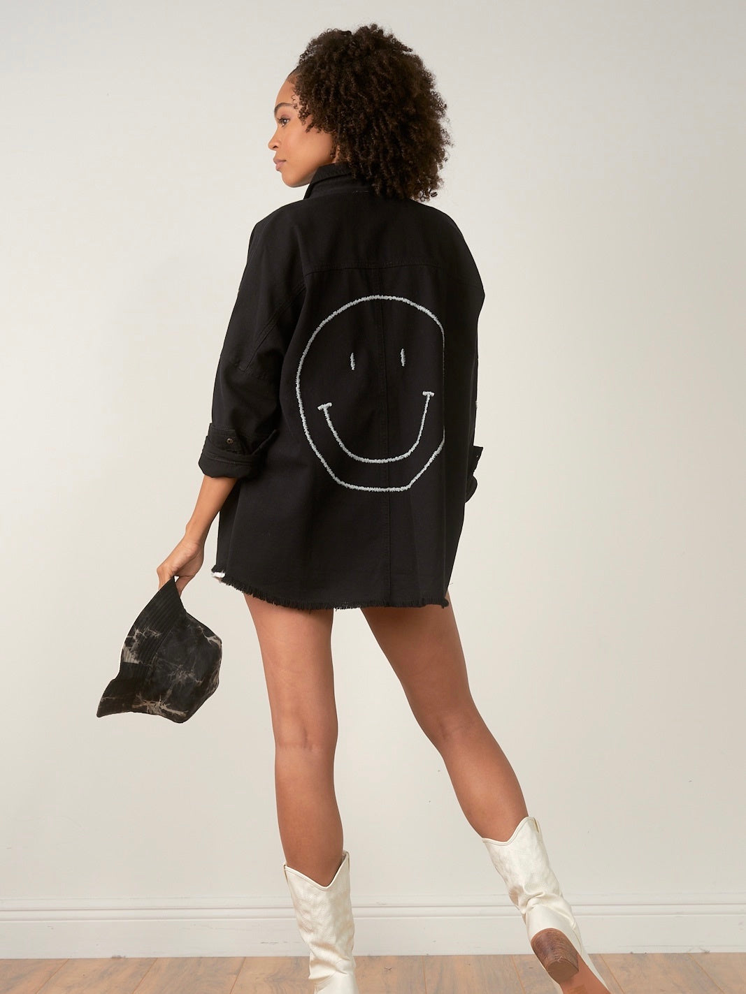 Elan Black Happy Face Jacket – Ella J Boutique